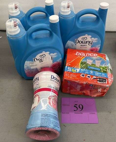 5PC LAUNDRY LOT - DRYER SHEETS, DOWNY SOFTNER & SCENT BEADS - Earl's Auction Company