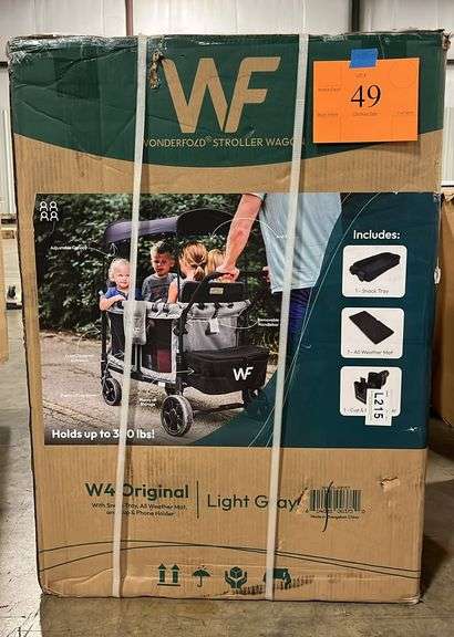 WONDERFOLD W4 STROLLER WAGON IN BOX - LIGHT GRAY - Earl's Auction Company