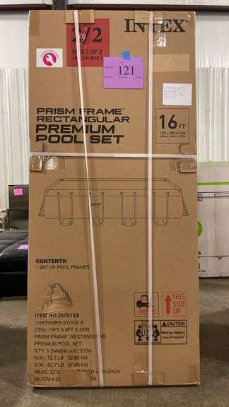 INTEX 16FT PRISM FRAME RECTANGULAR POOL SET IN BOXES - Earl's Auction ...