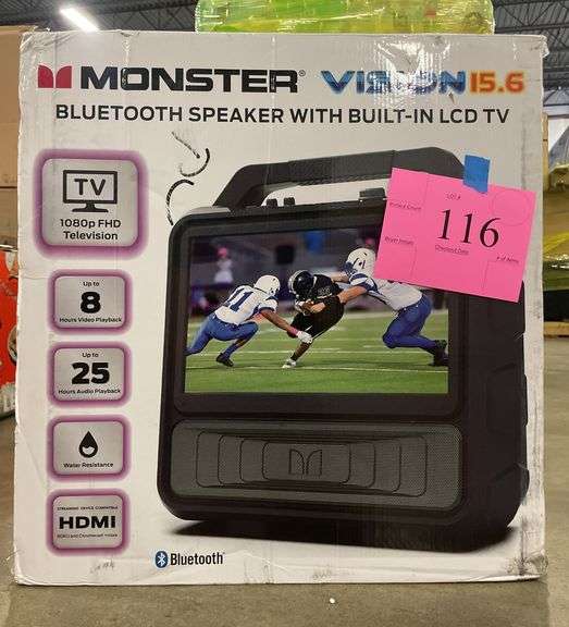 MONSTER VISION 15.6 BLUETOOTH SPEAKER W/ TV IN BOX - Earl's Auction Company