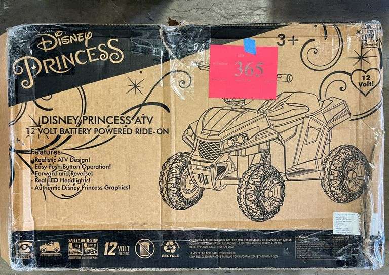 12V BATTERY POWERED RIDE-ON KIDS ATV IN BOX - DISNEY PRINCESS - Earl's ...