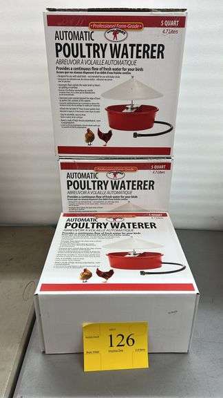 (3) AUTOMATIC POULTRY WATERERS IN BOXES - Earl's Auction Company
