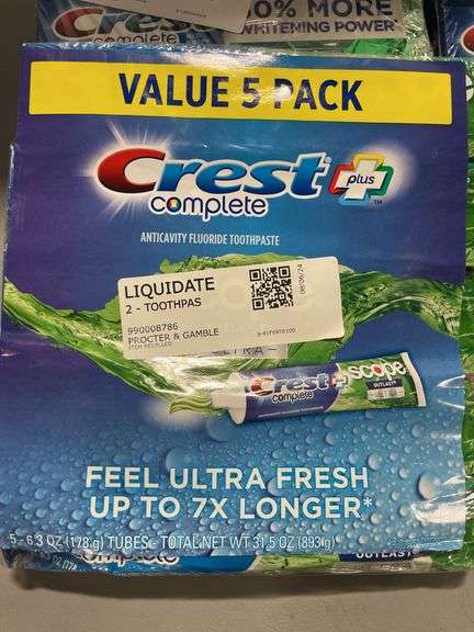 (5) PACKS OF CREST COMPLETE TOOTHPASTE - Earl's Auction Company