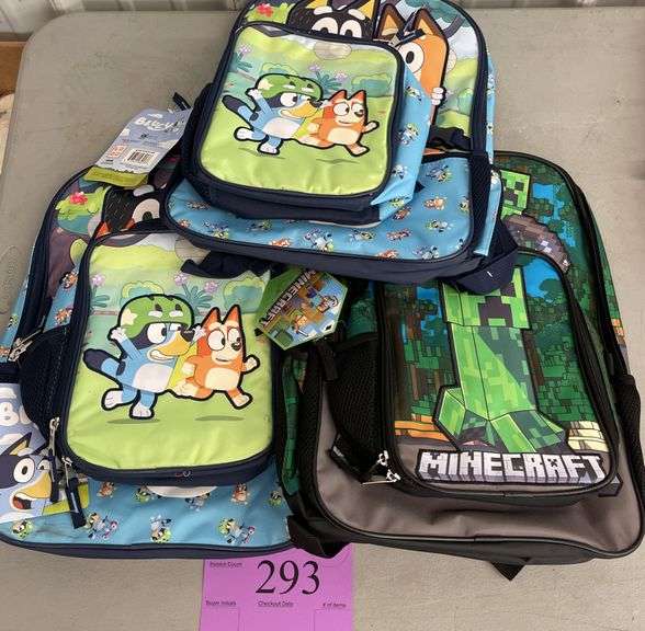 KIDS BACKPACK & LUNCHBOX SETS - BLUEY & MINECRAFT - Earl's Auction Company