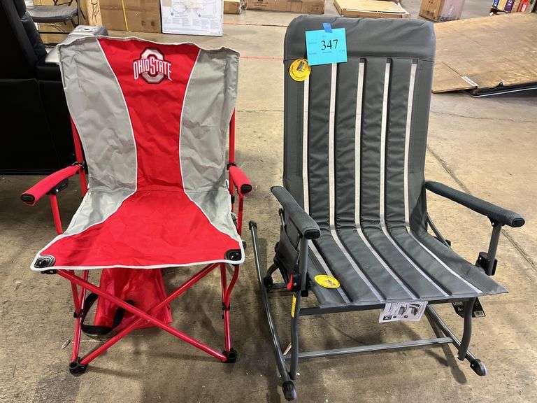 OHIO STATE HARD ARM CHAIR & PORTABLE ROCKING CHAIR - RED & GREY - Earl ...
