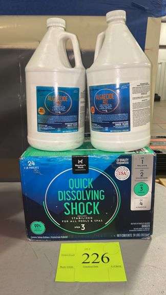 BOX OF QUICK DISSOLVING SHOCK & (2) JUGS OF ALGAECIDE 40 - Earl's ...