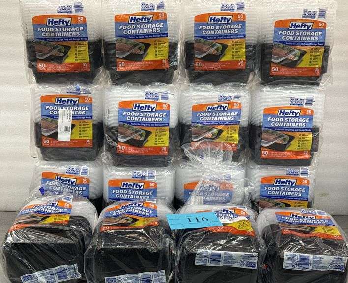 (16) PACKS OF HEFTY FOOD STORAGE CONTAINERS - Earl's Auction Company
