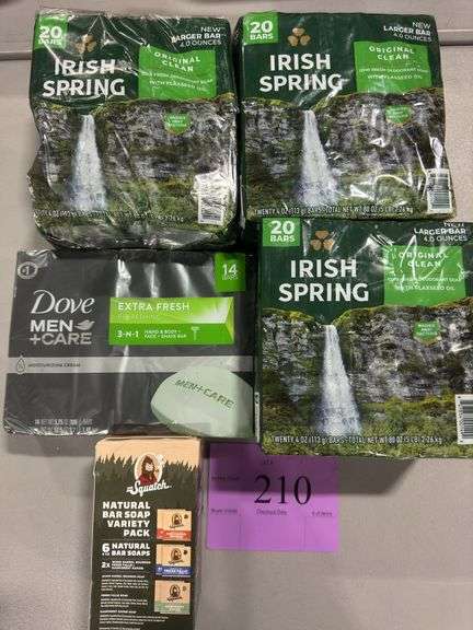 (5) PACKS OF MENS BODY WASH BARS - IRISH SPRING, DOVE & DR SQUATCH ...