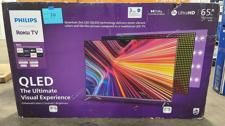 PHILIPS 65" 4K ULTRA HD ROKU TV IN BOX - Earl's Auction Company