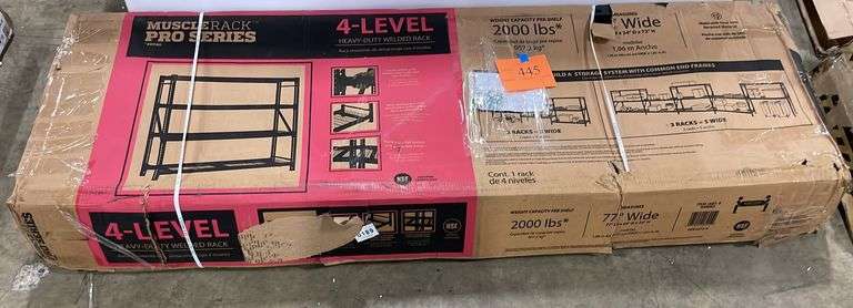 AS IS - MUSCLE RACK PRO SERIES 4 LEVEL SHELVING IN BOX - Earl's Auction ...