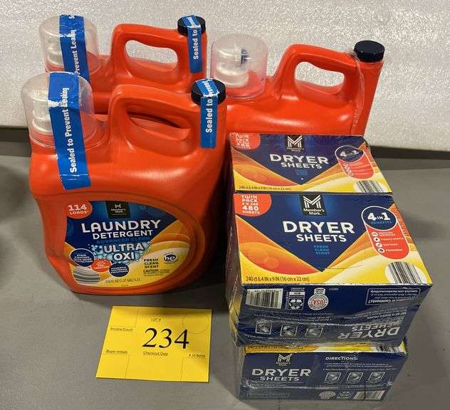 5PC LAUNDRY LOT - DETERGENT & DRYER SHEETS - Earl's Auction Company