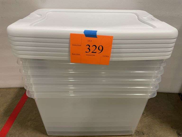 (6) STERILITE CLEAR PLASTIC STORAGE TOTES W/ LIDS - WHITE - Earl's ...