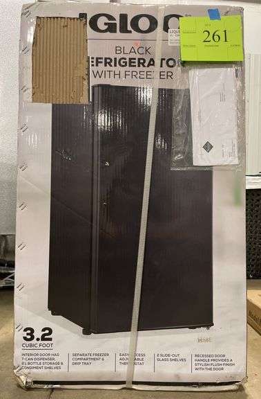 IGLOO 3.2CU FT REFRIGERATOR IN BOX - BLACK - Earl's Auction Company