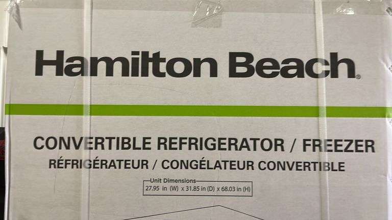 HAMILTON BEACH 17.0CU FT CONVERTIBLE REFRIGERATOR/ FREEZER IN BOX ...