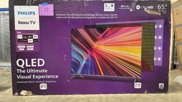 PHILIPS 65 " QLED 4K ULTRA HD ROKU TV IN BOX - Earl's Auction Company