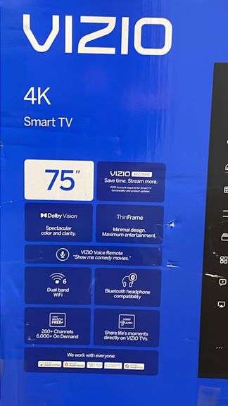 VIZIO 75" 4K SMART TV IN BOX - Earl's Auction Company