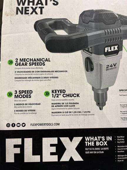 FLEX 24V BRUSHLESS MUD MIXER IN BOX - Earl's Auction Company