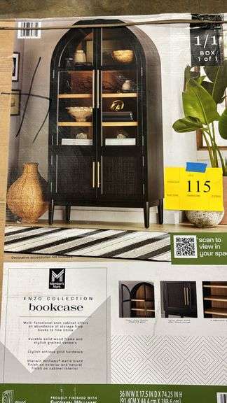 ENZO COLLECTION BOOKCASE IN BOX - BLACK - Earl's Auction Company