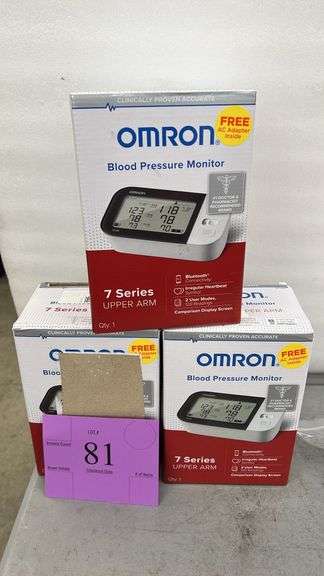 (3) OMRON BLOOD PRESSURE MONITORS IN BOXES - Earl's Auction Company