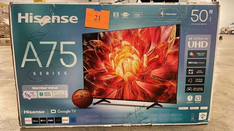 HISENSE 50" A75 4K UKTRA HD UHD SMART TV IN BOX - Earl's Auction Company