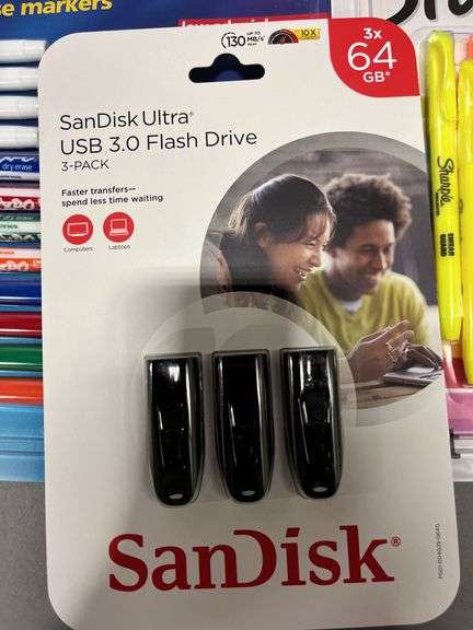 MISC OFFICE LOT - PENS, MARKERS, FLASH DRIVES, FOLDERS, PADS - Earl's ...