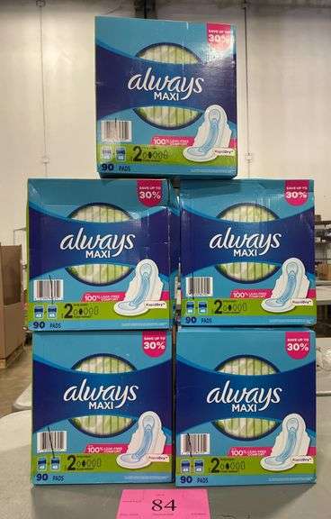 (5) BOXES OF ALWAYS MAXI PADS - Earl's Auction Company