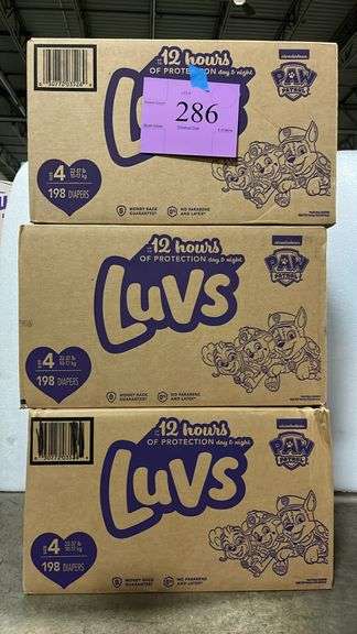 (3) BOXES OF LUVS DIAPERS - SIZE 4 - Earl's Auction Company