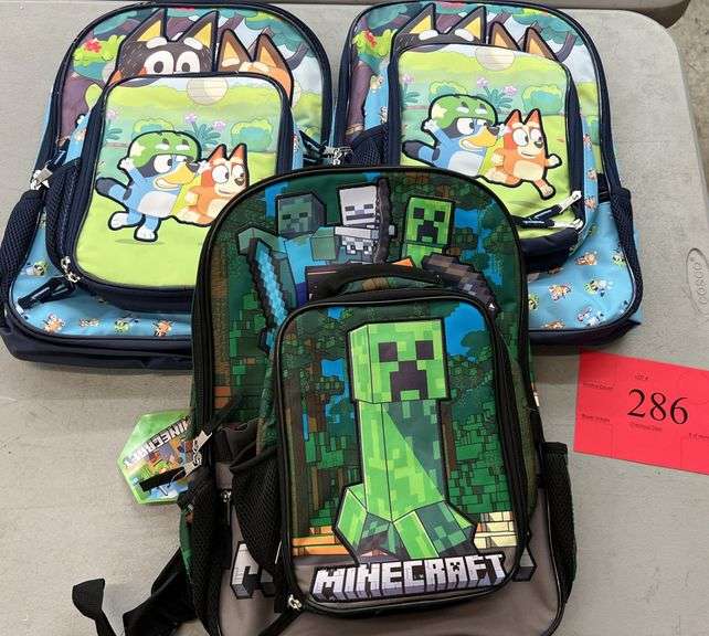 (3) KIDS BACKPACK & LUNCHBOX SETS - MINECRAFT & BLUEY - Earl's Auction ...