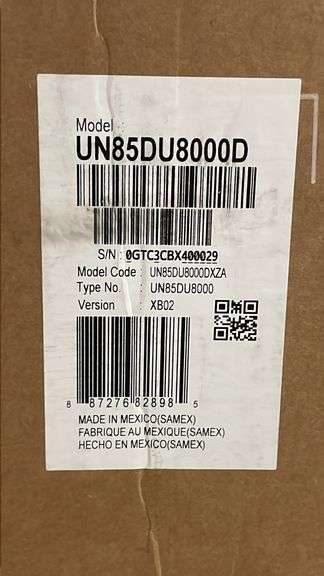 SAMSUNG 85" CRYSTAL UHD DU7200D SMART TV IN BOX - Earl's Auction Company
