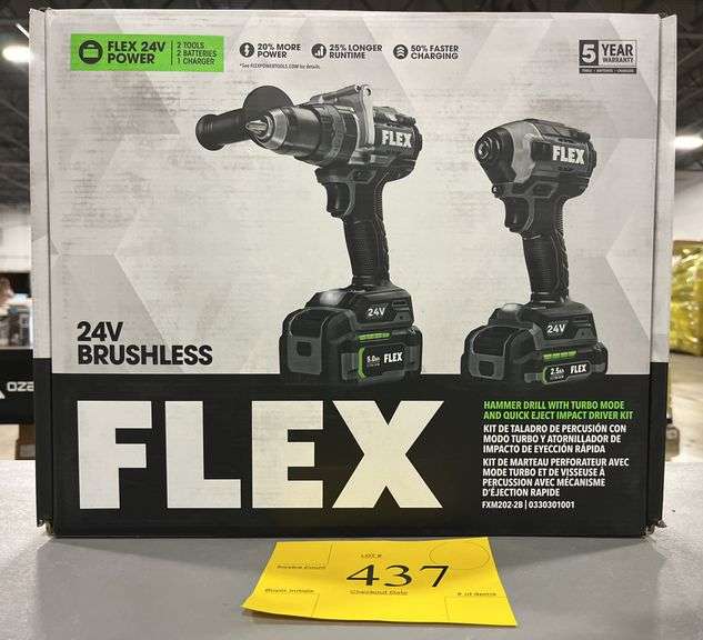 FLEX HAMMER DRILL & QUICK EJECT IMPACT DRIVER KIT IN BOX - Earl's ...