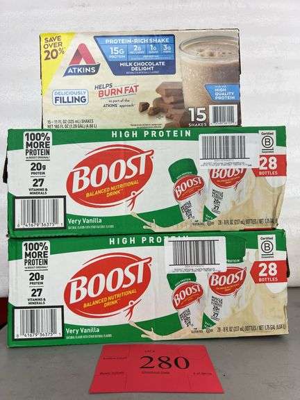(3) PACKS OF NUTRITION SHAKES - BOOST & ATKINS - Earl's Auction Company