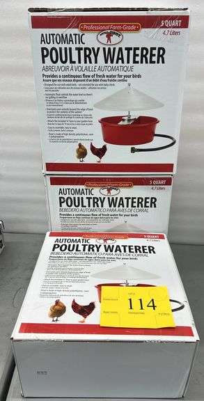 (3) AUTOMATIC POULTRY WATERERS IN BOXES - Earl's Auction Company