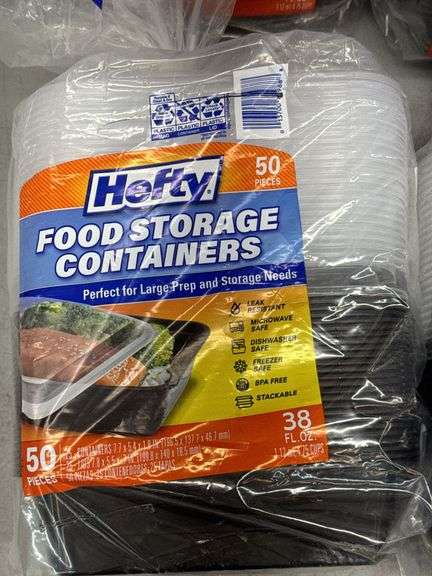 (16) PACKS OF HEFTY FOOD STORAGE CONTAINERS - Earl's Auction Company