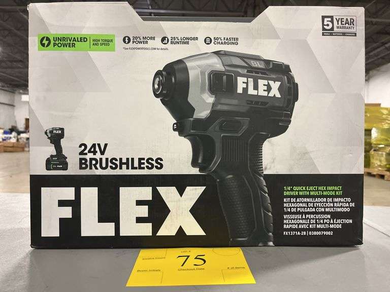 FLEX 24V 1/4" QUICK EJECT HEX IMPACT DRIVER KIT IN BOX - Earl's Auction ...