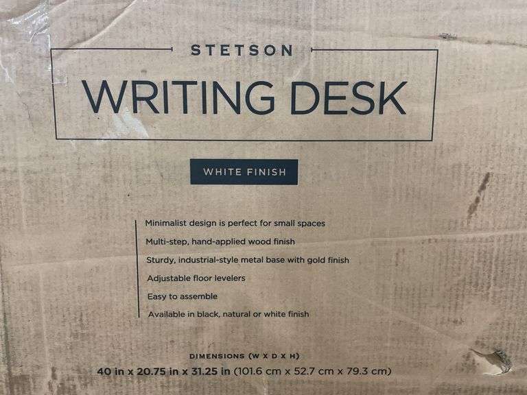 STETSON WRITING DESK IN BOX - WHITE - Earl's Auction Company