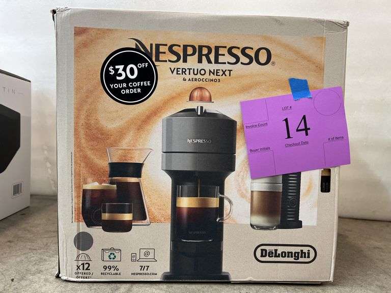 DELONGHI NESPRESSO VERTUO NEXT IN BOX - Earl's Auction Company