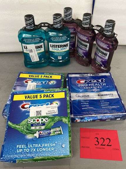 8PC DENTAL HYGIENE LOT - TOOTHPASTE & MOUTHWASH - Earl's Auction Company