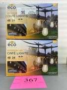 (2) ECO SCAPES OUTDOOR LED CAFE LIGHTS IN BOXES - Earl's Auction Company