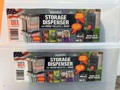 PLASTIC STORAGE TOTE & (4) STORAGE DISPENSERS W/ LIDS - Earl's Auction ...