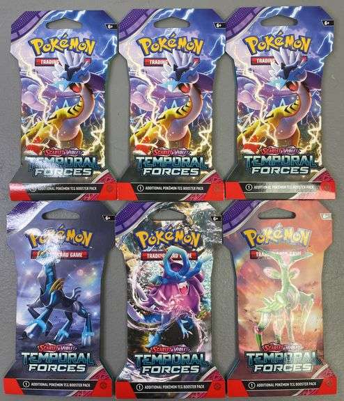 (6) OPENED POKEMON TEMPORAL FORCES CARD BOOSTER PACKS - Earl's Auction ...