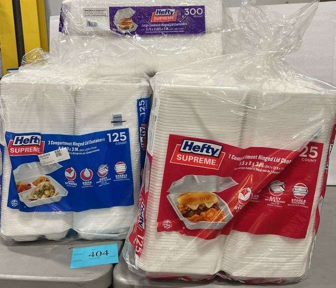 (6) PACKS OF HEFTY FOAM CONTAINERS - Earl's Auction Company