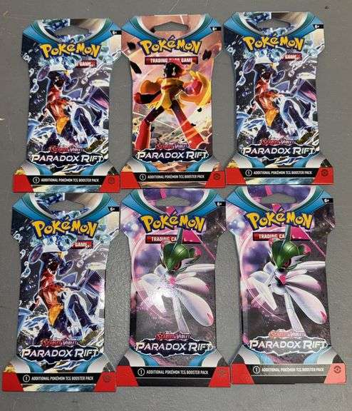 (6) OPENED POKEMON PARADOX RIFT SLEEVED BOOSTER PACKS - Earl's Auction ...