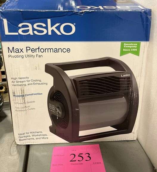 LASKO PIVOTING UTILITY FAN IN BOX - Earl's Auction Company