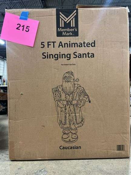 5FT ANIMATED SINGING SANTA IN BOX - Earl's Auction Company