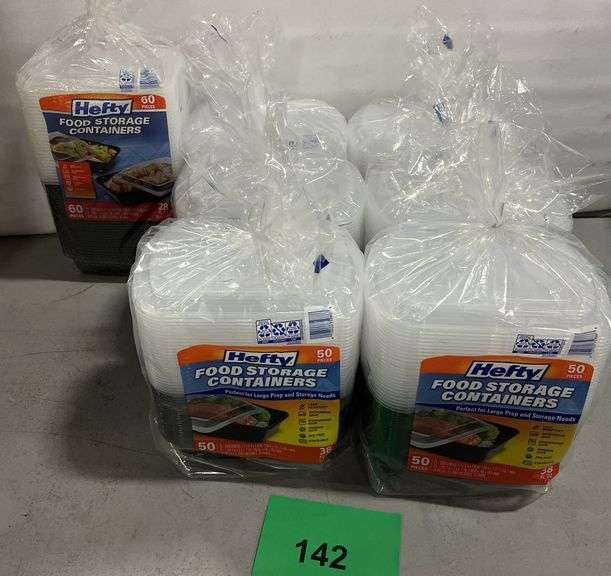 (7) PACKS OF HEFTY FOOD STORAGE CONTAINERS - Earl's Auction Company