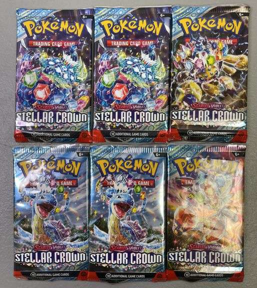(6) OPENED POKEMON STELLER CROWN CARD BOOSTER PACKS - Earl's Auction ...