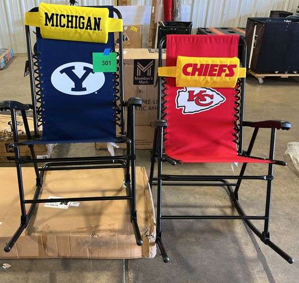 (3) BUNGEE ROCKER CHAIRS - MICHIGAN & CHIEFS - Earl's Auction Company