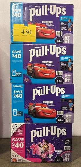 (4) BOXES OF HUGGIES PULL UPS DIAPERS - SIZE 5T/6T - Earl's Auction Company