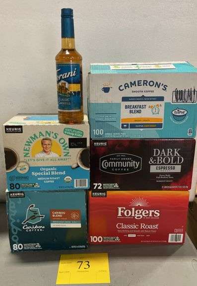6PC COFFEE LOT - K CUP PODS & TORANI SYRUP - Earl's Auction Company