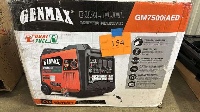 AS IS - GENMAX GM7500IAED DUAL FUEL INVERTER GENERATOR IN BOX - Earl's ...